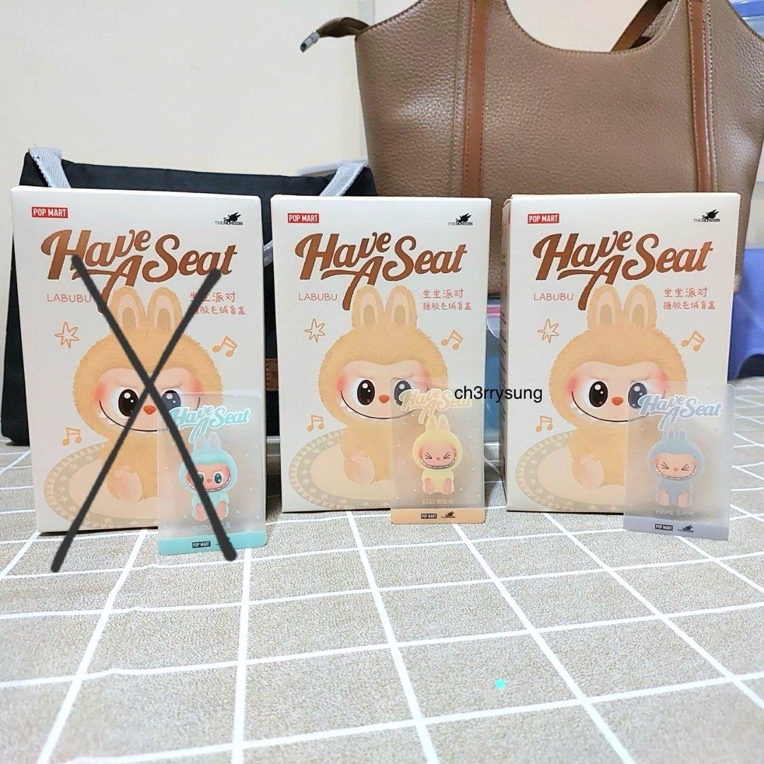 wts labubu v2 yellow grey have a seat series, Hobbies & Toys, Toys ...