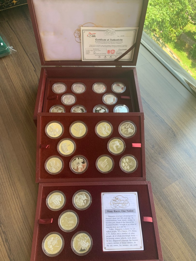 Y191 - Singapore 1990 Silver Proof “Medals of Achievement Collection ...