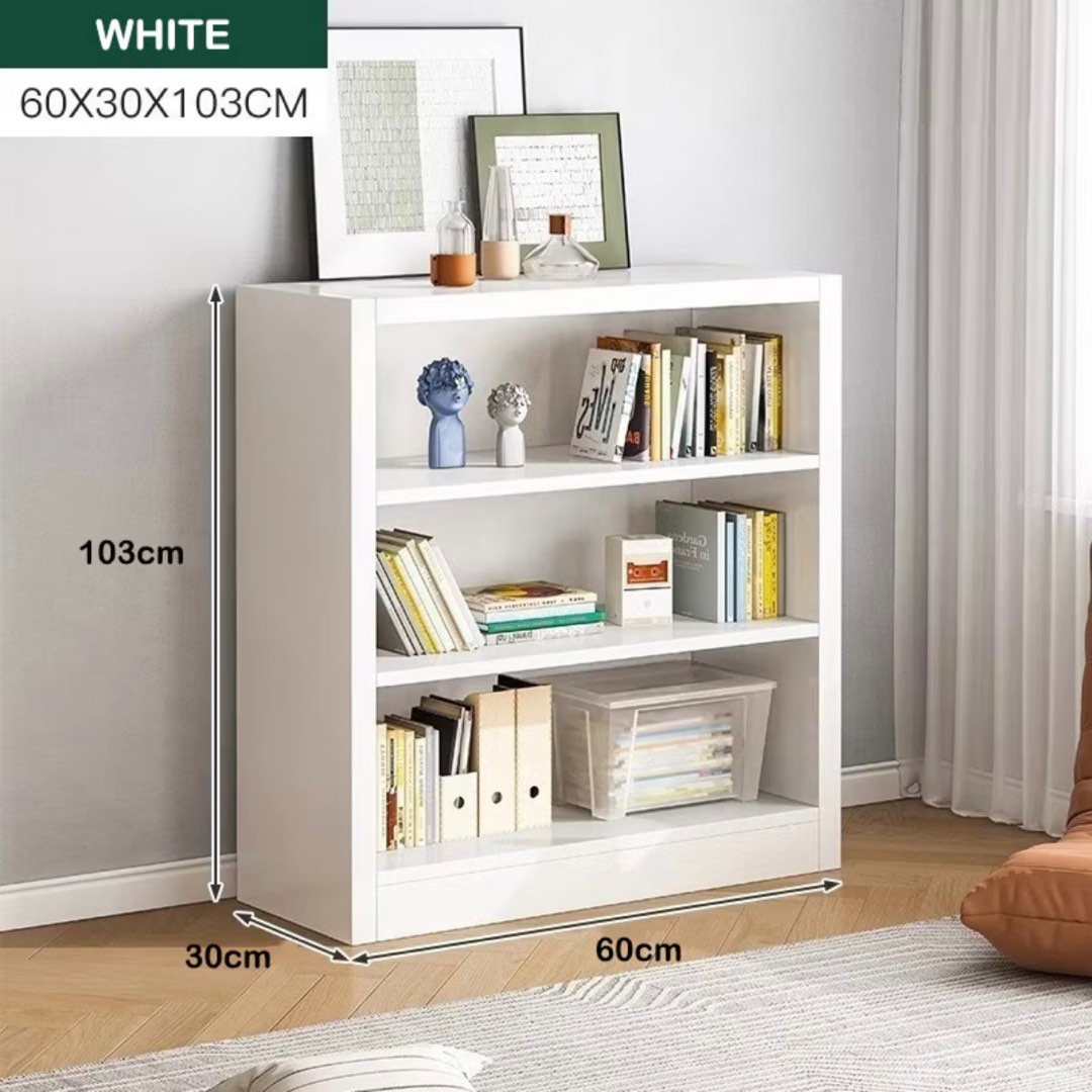 3-Tier Display Bookshelf | Horizontal Wooden Bookcase Cabinet | Office ...