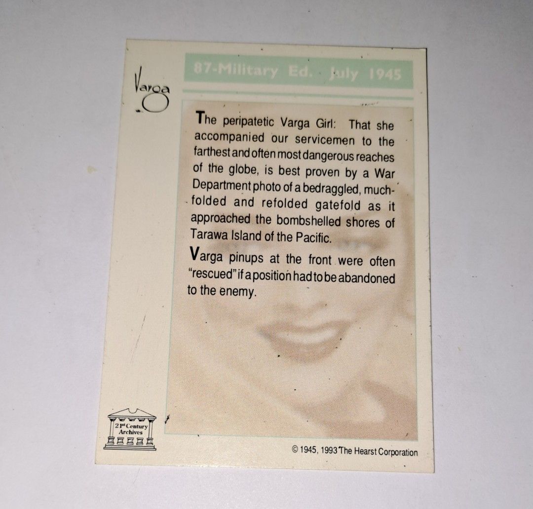 #87 Military Ed. Varga 懷舊西洋美女 The Hearst Corp. 1993 收藏咭 collection card ...