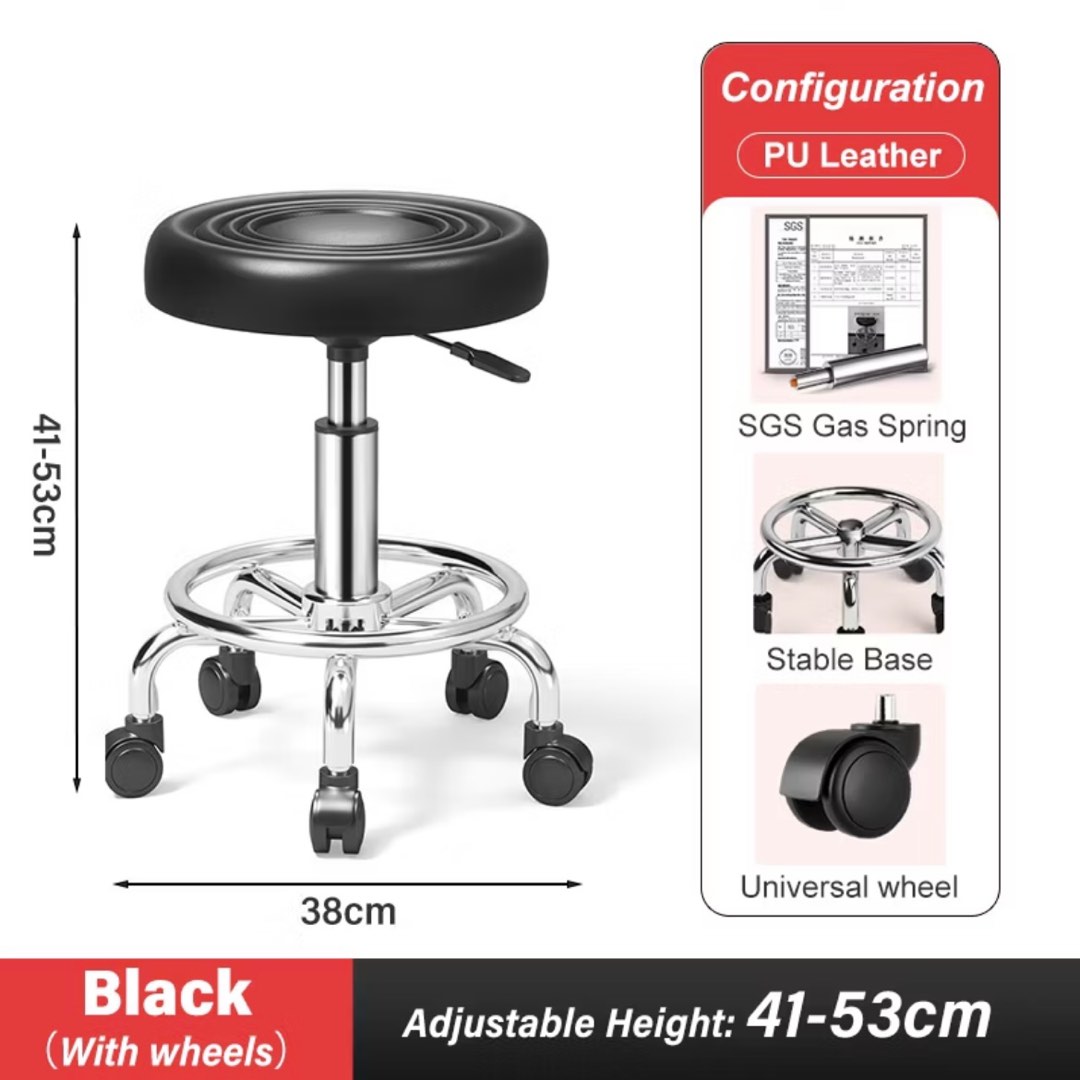Adjustable Bar Stool Chair | Swivel Barbershop Stool With Wheels ...