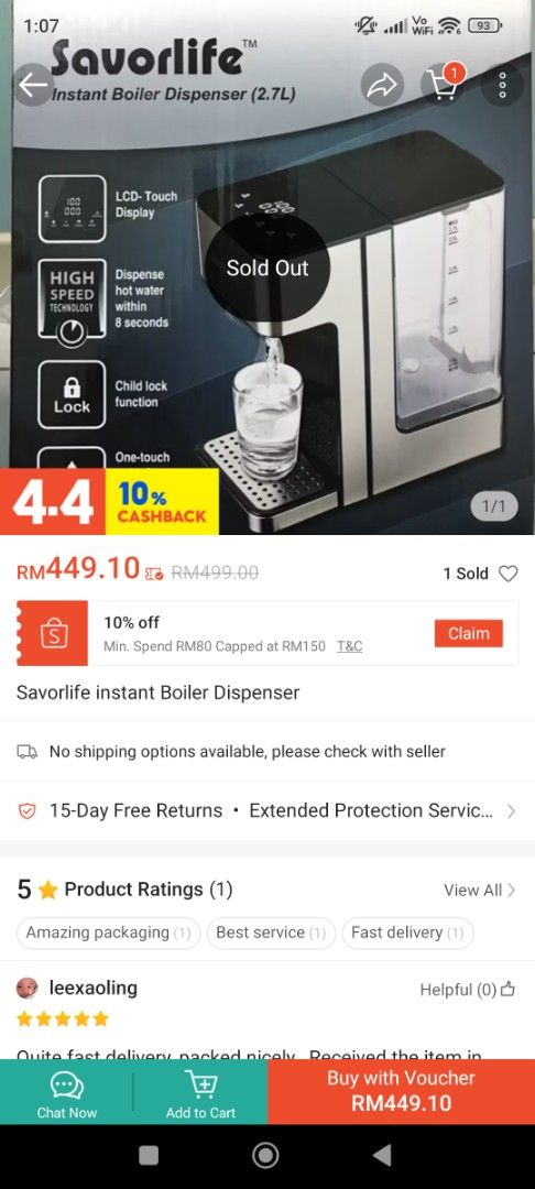 Amway Espring Water Purifier (Curent Price 2850.00)+ Savorlife Hot ...