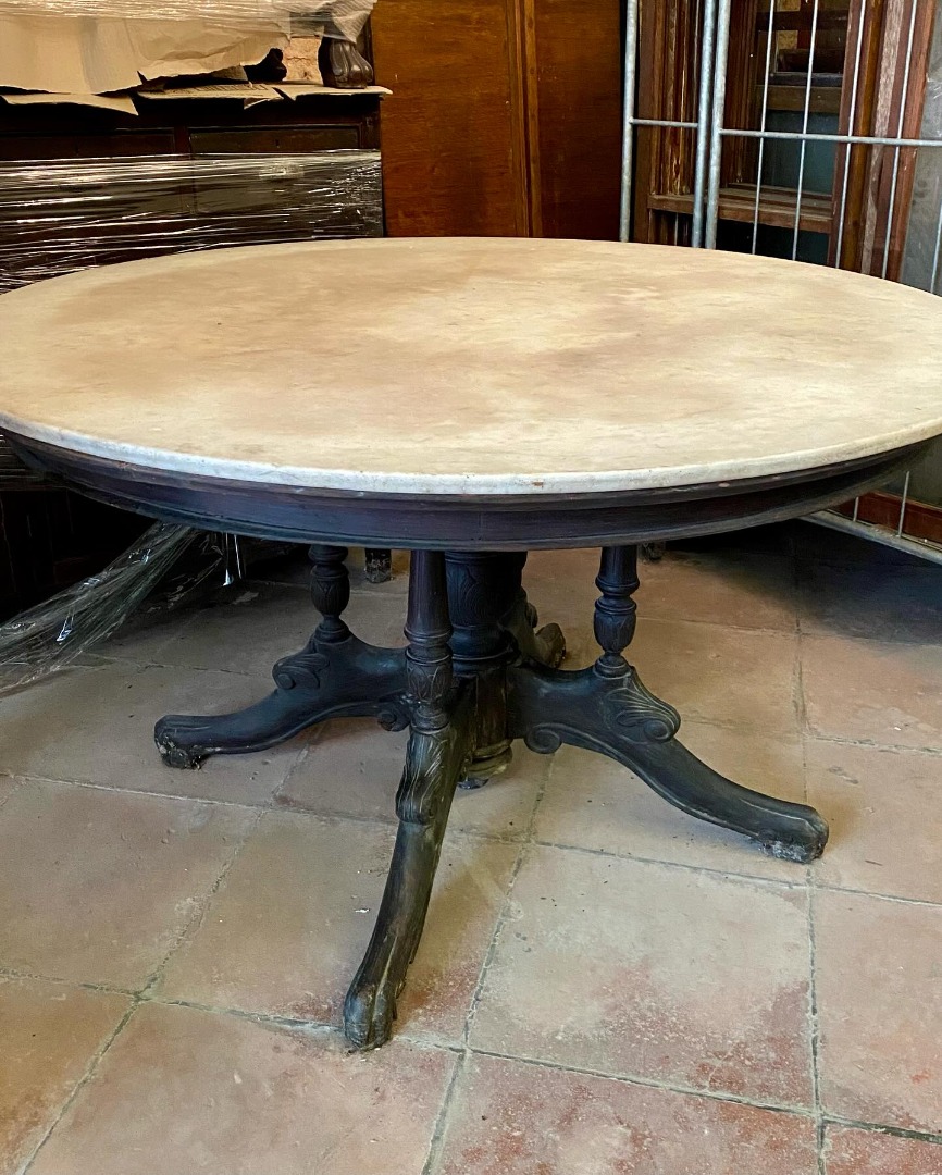Antique Straits Chinese Marble Top Dining Table Meja Peranakan Kayu ...