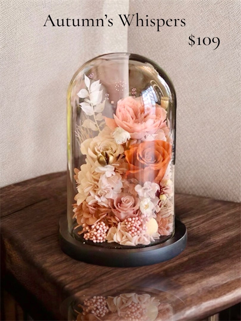Autumn’s Whispers - preserved flowers in glass dome, Hobbies & Toys ...