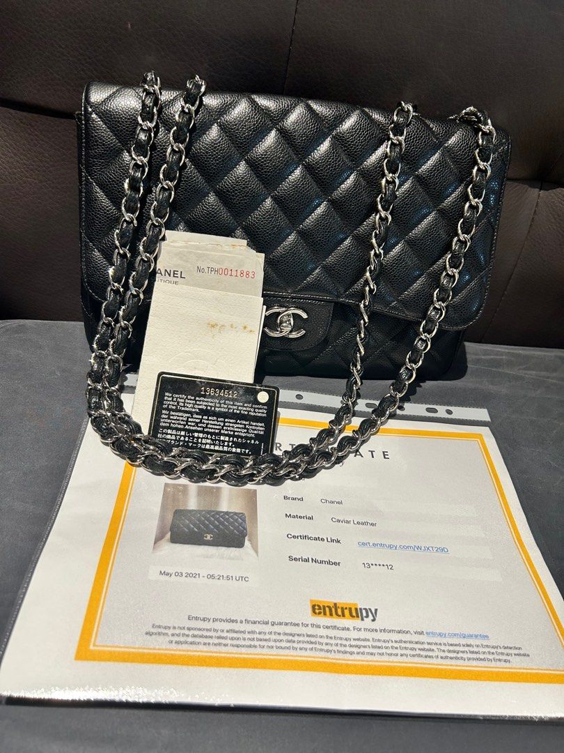 Chanel Jumbo Single Flap SHW in Caviar (2011)- full set with Receipt ...