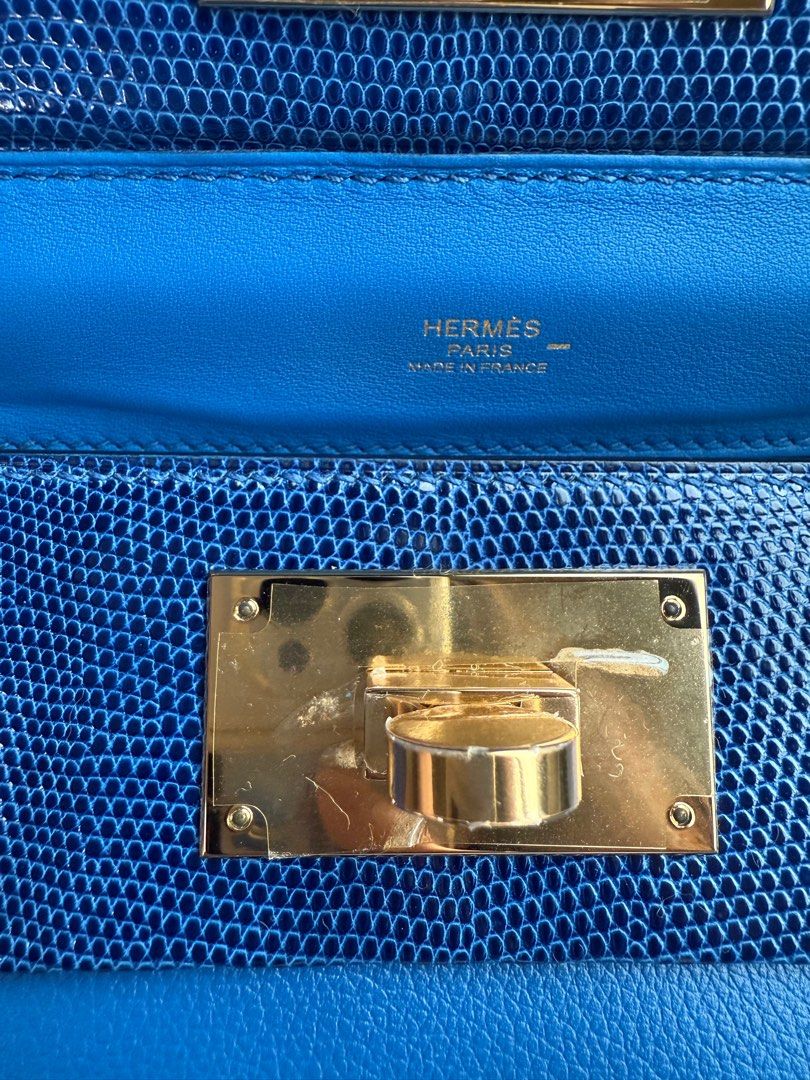 Hermes 2424 mini in blue sapphire lizard ghw, Luxury, Bags & Wallets on ...