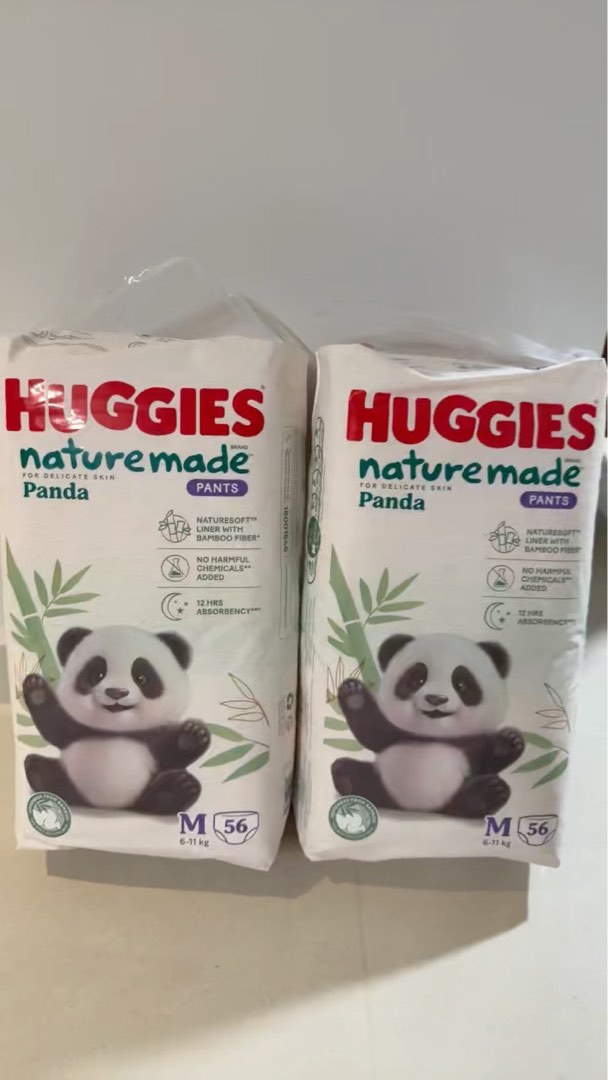 Huggies Naturemade Panda Diapers Size M, Babies & Kids, Bathing ...