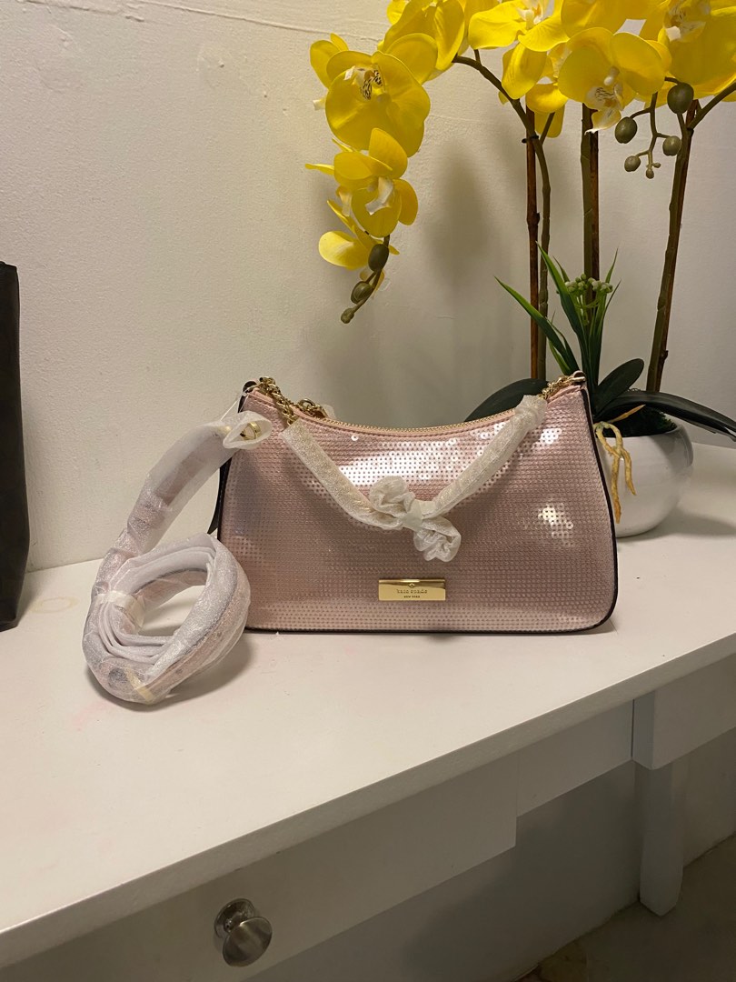 Kate Spade Madison Satin Sequin Convertible Crossbody in Rose Smoke ...