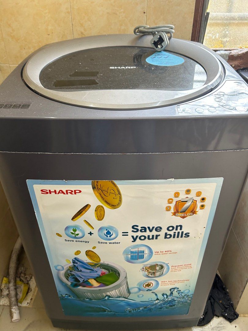 Mesin basuh SHARP auto 10kg, Furniture & Home Living, Furniture, Other ...