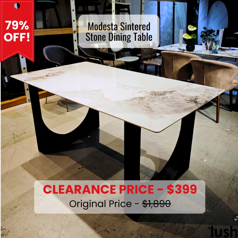 Modesta Sintered Stone Dining Table (Display Set), Furniture & Home ...