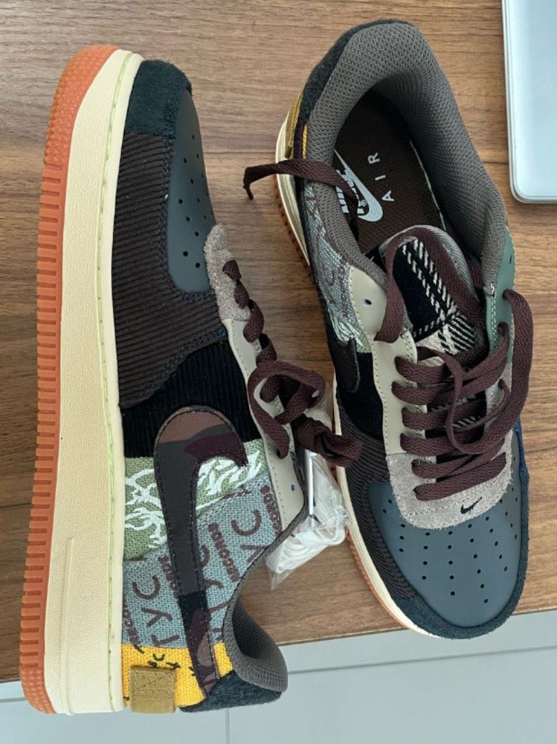 Nike Air Force 1 Low Travis Scott "Cactus Jack", Fesyen Pria, Sepatu ...