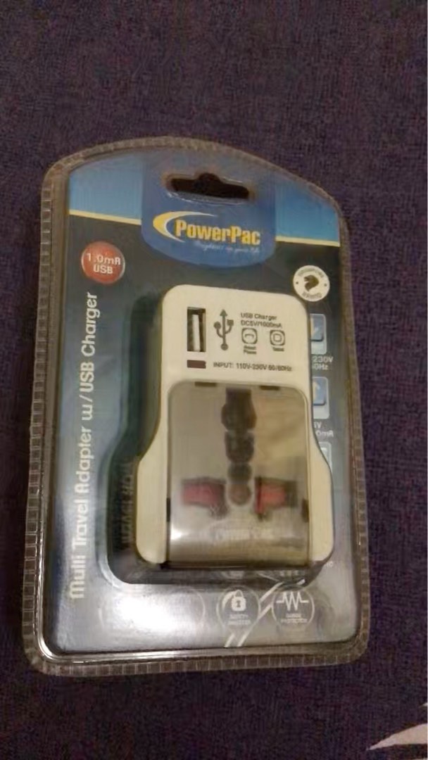 PowerPac Mini Travel Adapter w/ USB Charger, Hobbies & Toys, Travel ...