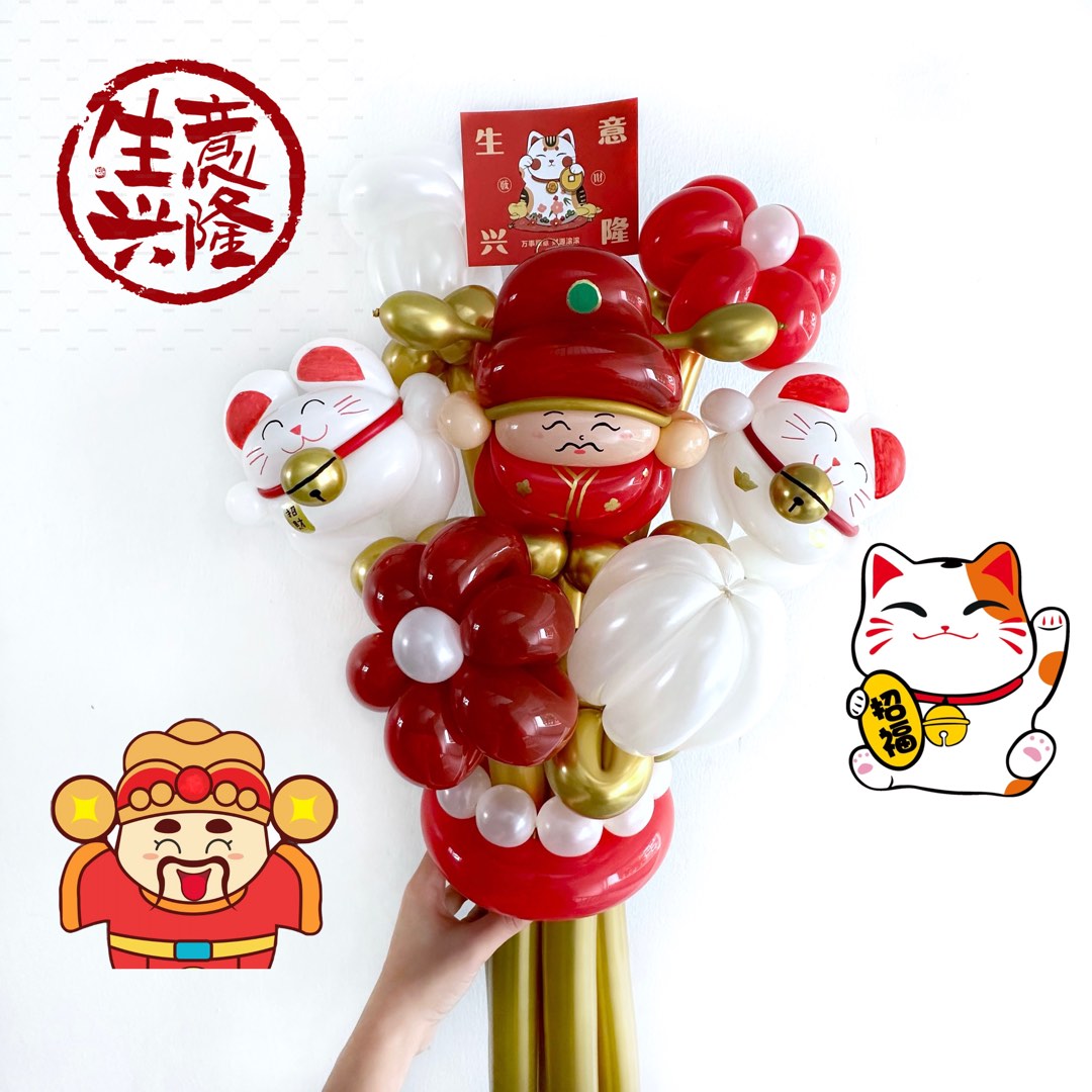 (Read description) Hand sculpted fortune cat 招财猫 财神爷cai sheng ye ...