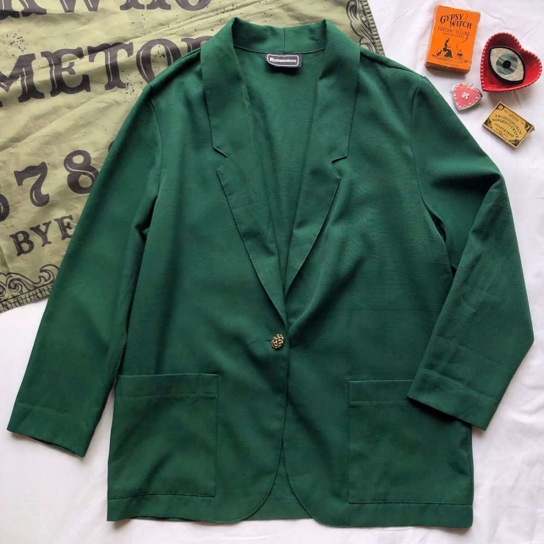Requirements Vintage Emerald Green Colored Oversized Blazer Coat, Women ...