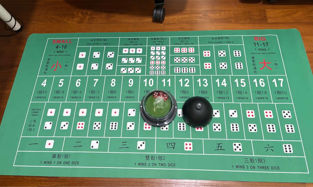 Sic Bo da xiao rubber mat with dice shaker, Hobbies & Toys, Toys ...