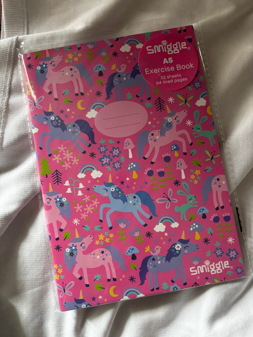 Smiggle A5 Exercise Book - Pink Unicorn, Hobbies & Toys, Stationery ...