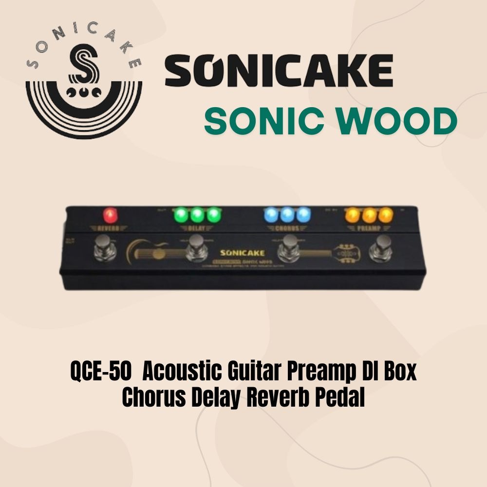 Sonicake QCE-50 Sonic Wood Acoustic Guitar Preamp DI Box Chorus Delay ...