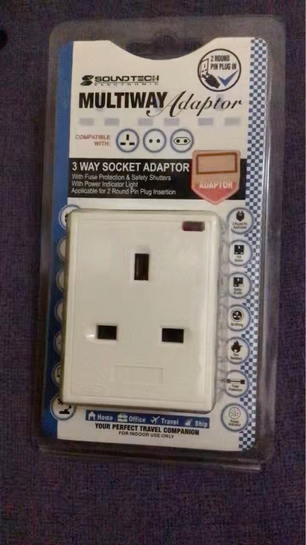 Soundtech 3 Way Socket Adapter, TV & Home Appliances, Electrical, Adaptors & Sockets on Carousell