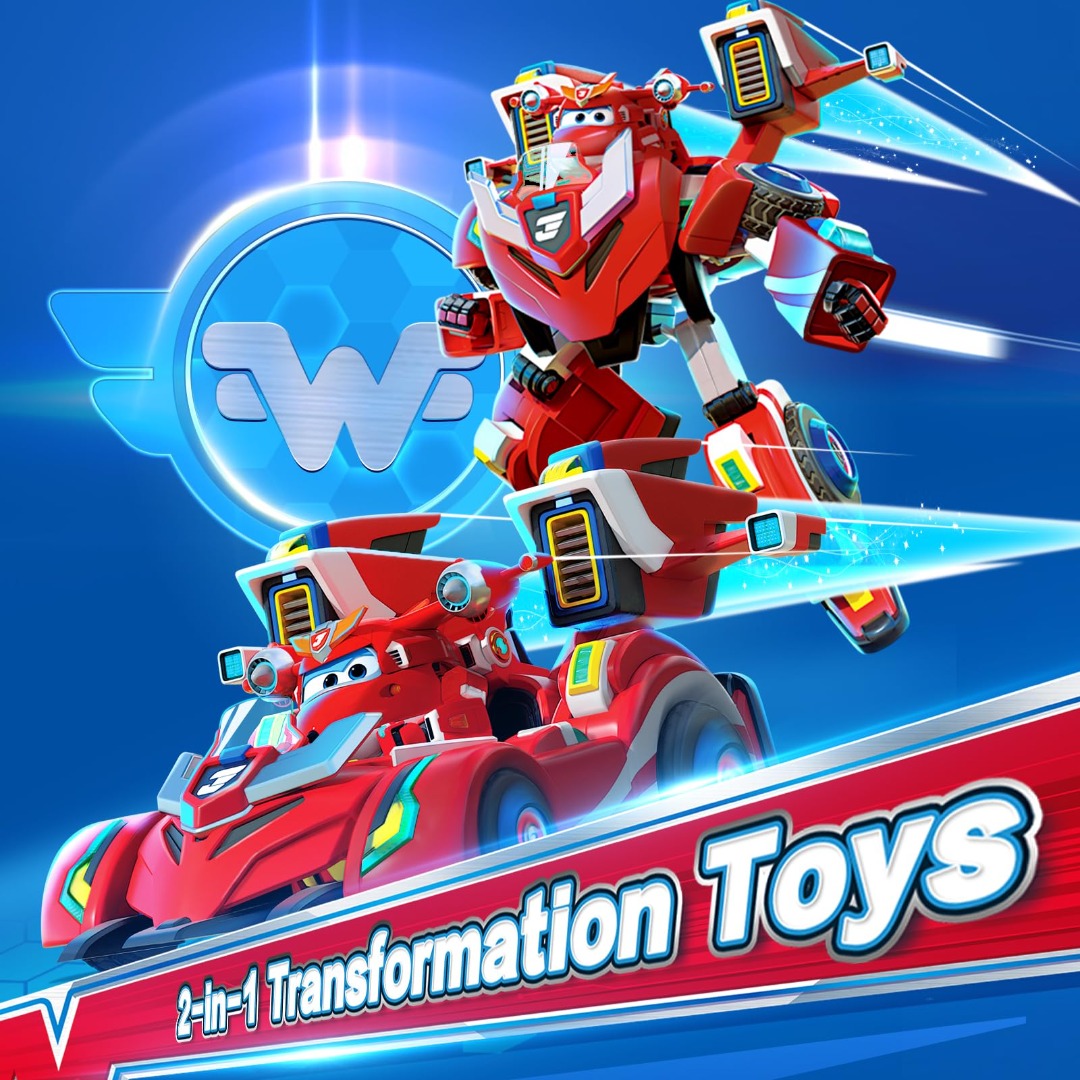 Super Wings Transformer Toys, 7" Super Robot and 2" Mini Jett ...