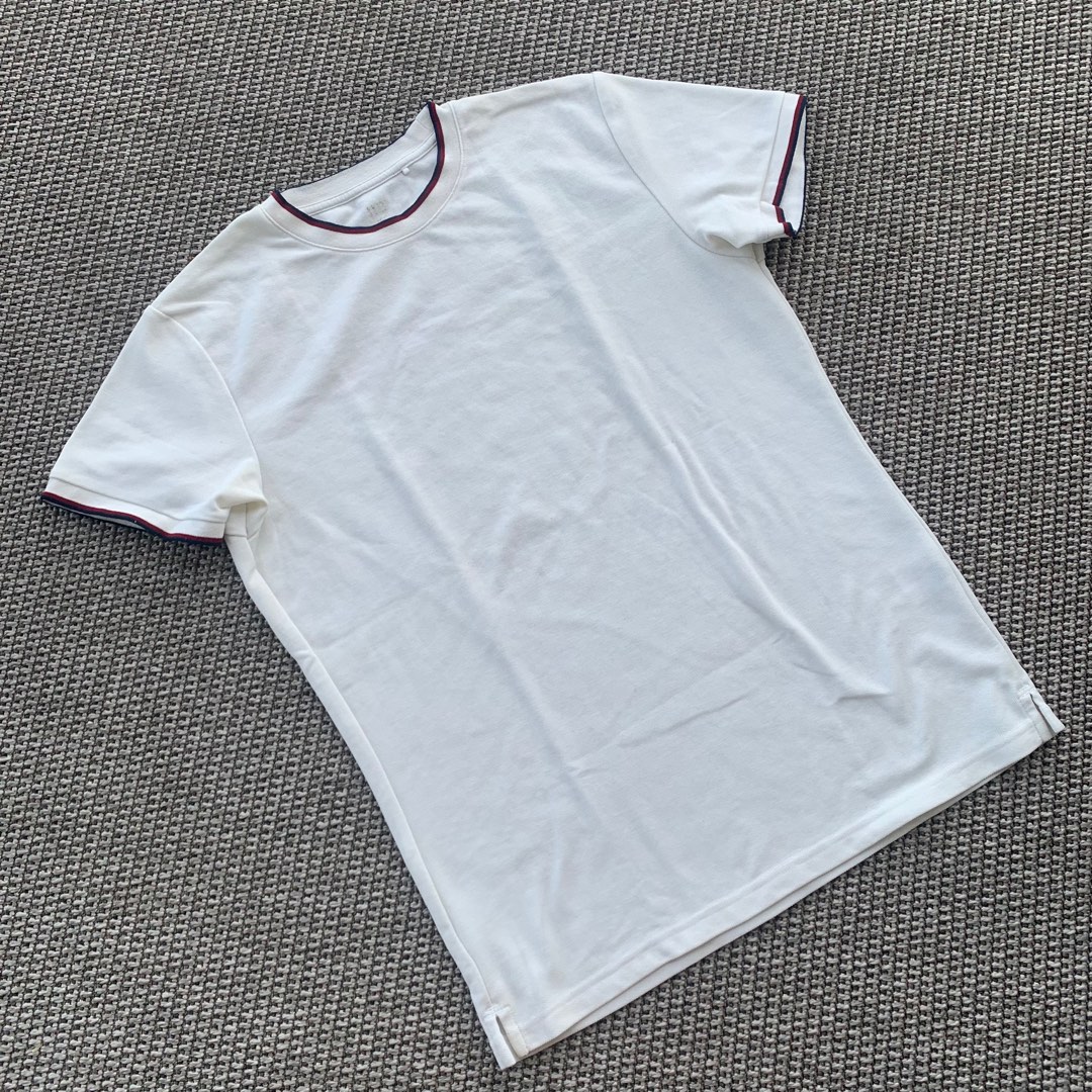 Uniqlo White Shirt with ribbing, Men's Fashion, Tops & Sets, Tshirts ...