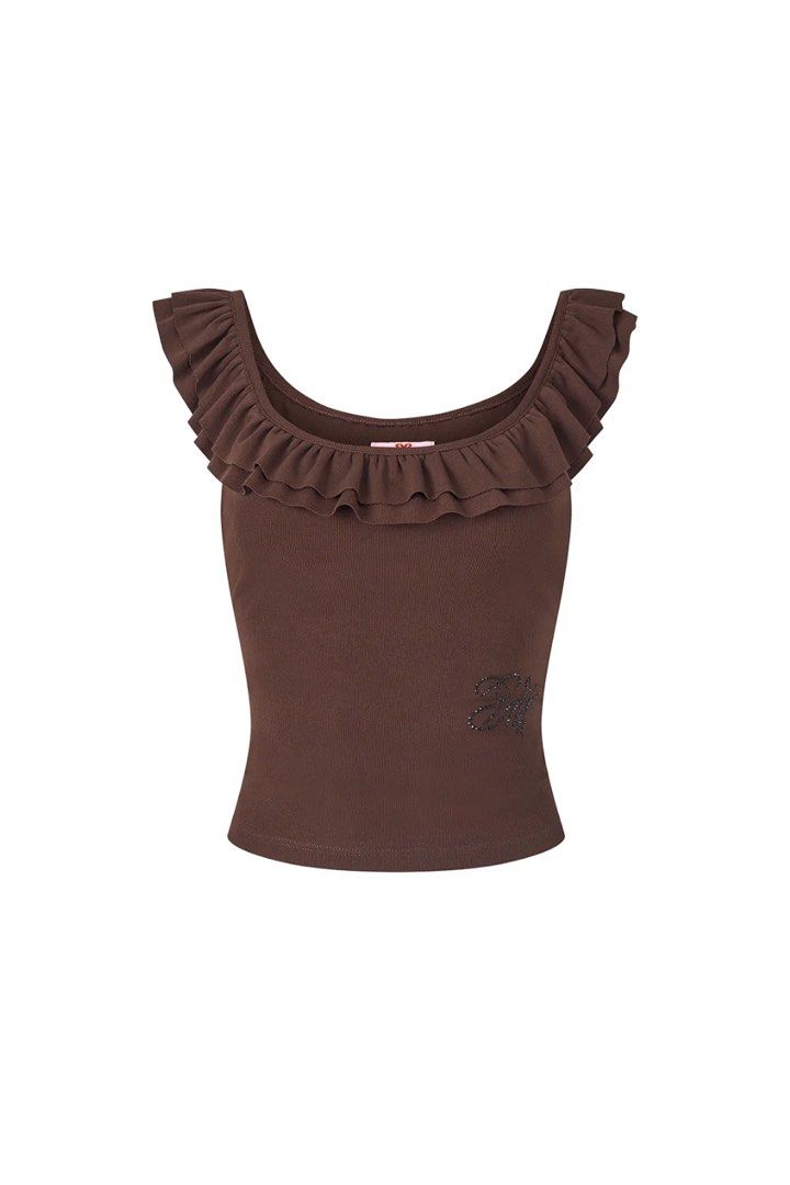 vietnamese brand brown top | off shoulder ruffles she by shj, Women's ...