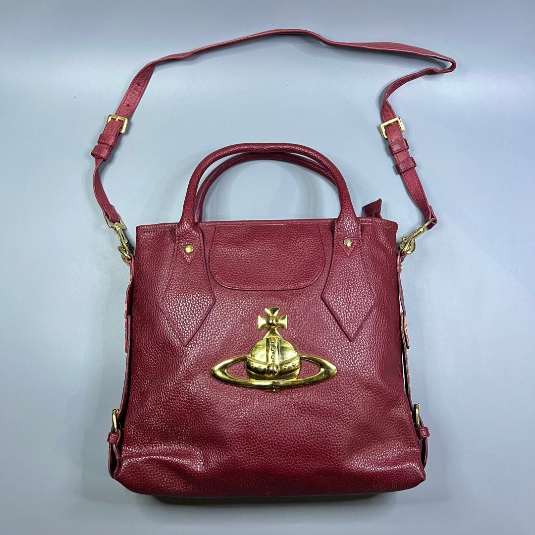 Vivienne Westwood - Big Orb 2-Way Leather Shoulder Bag Tote, Luxury ...