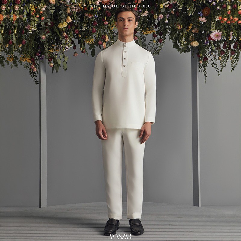 Wanzar Bride Series Khalil Baju Melayu in Off white, Men's Fashion ...