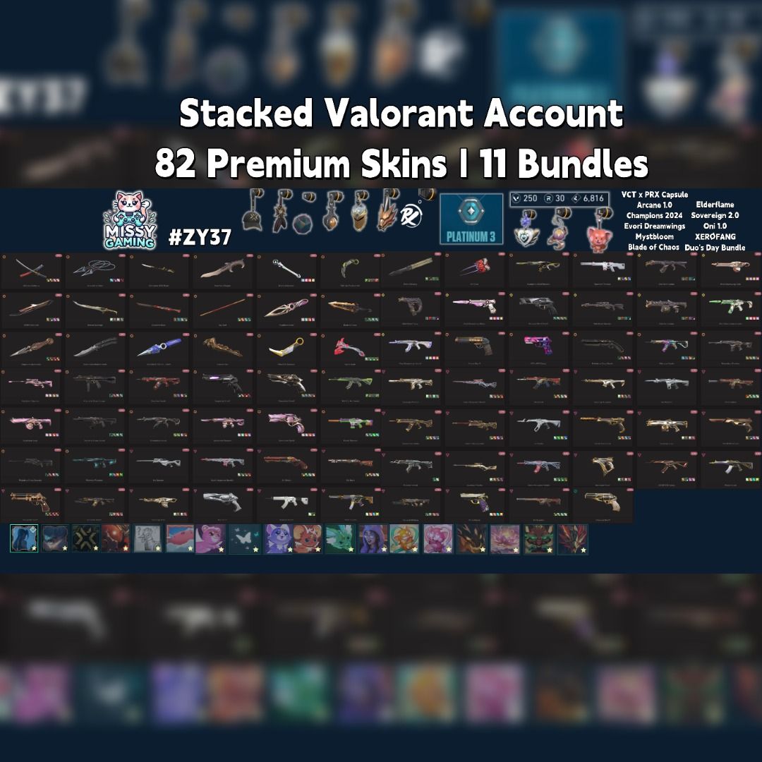 WTS SUPER STACKED VALORANT ACCOUNT - 82 Premium VP Skins | 11 Bundles ...