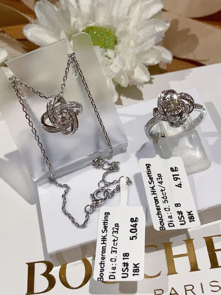 18k hk setting boucheron diamond necklace and ring, Women's Fashion ...