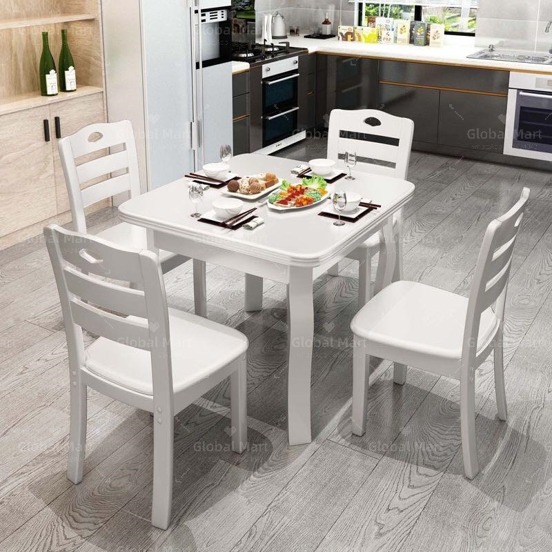 A&0203 Solid Wood Dining Table and Chair Set Dining Table Foldable ...