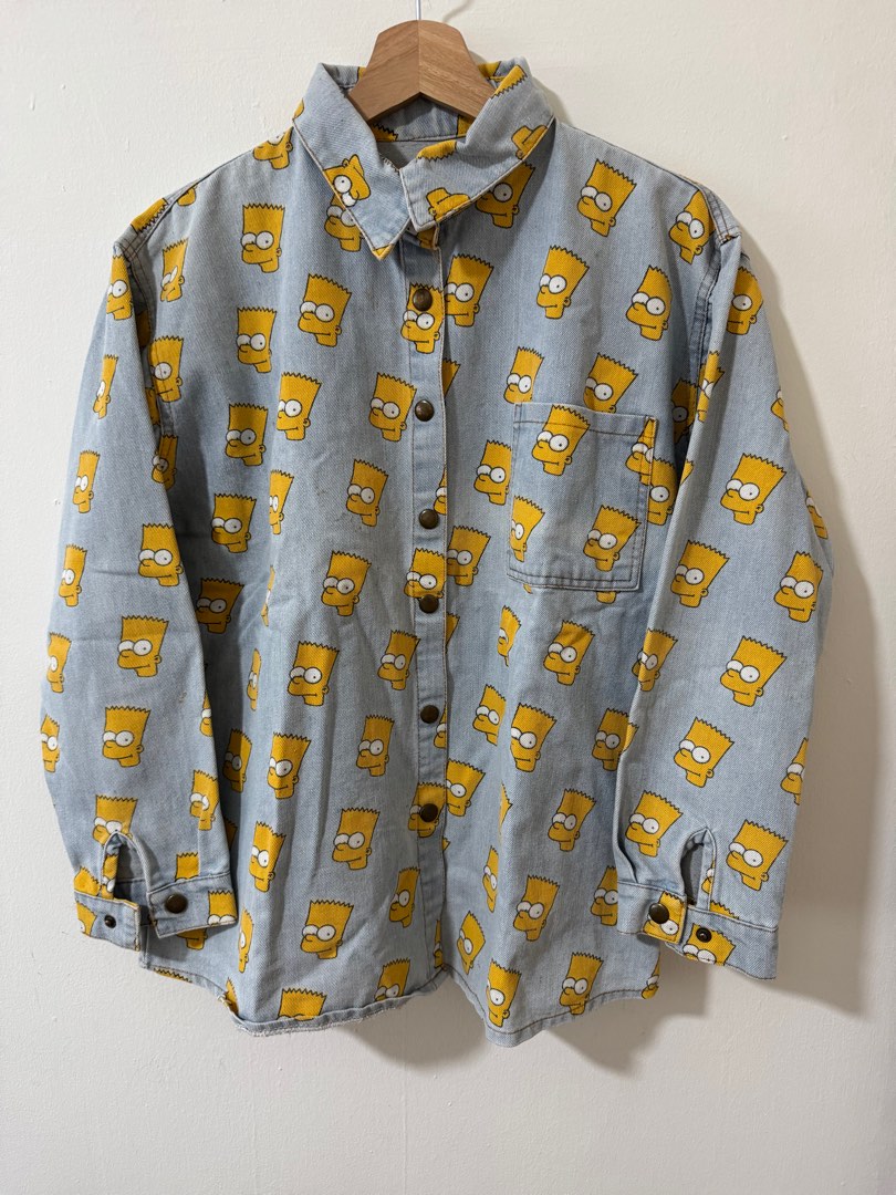 Bart Simpson Denim Jacket, Men's Fashion, Coats, Jackets and Outerwear ...