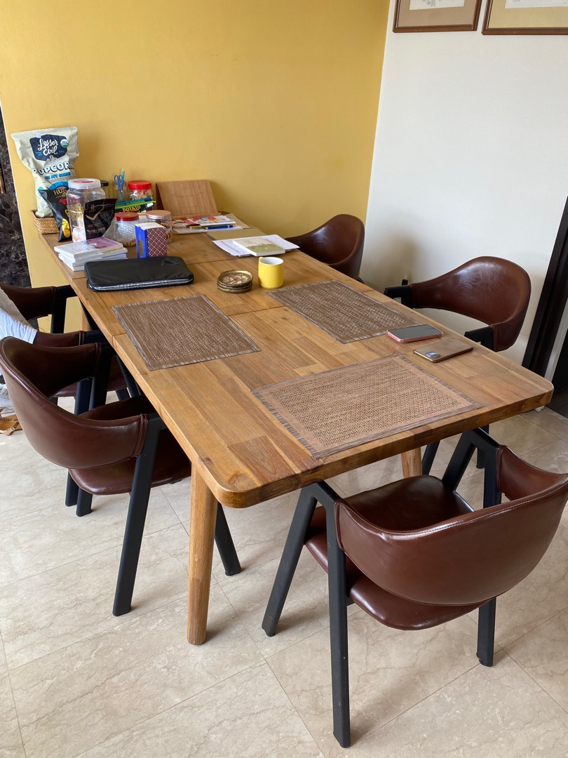 Castlery Seb Rustic Wooden Dining Table Set, Furniture & Home Living ...