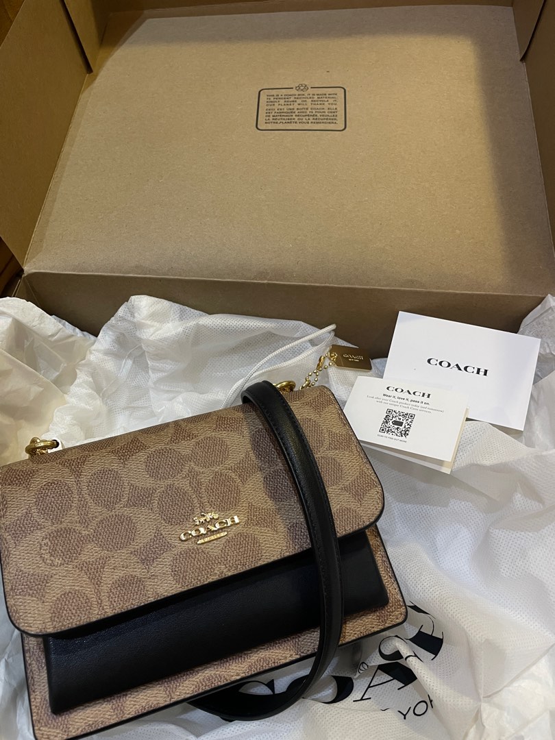 Orig COACH Mini Klare Crossbody Bag In Signature Canvas Tan Black CW206 ...