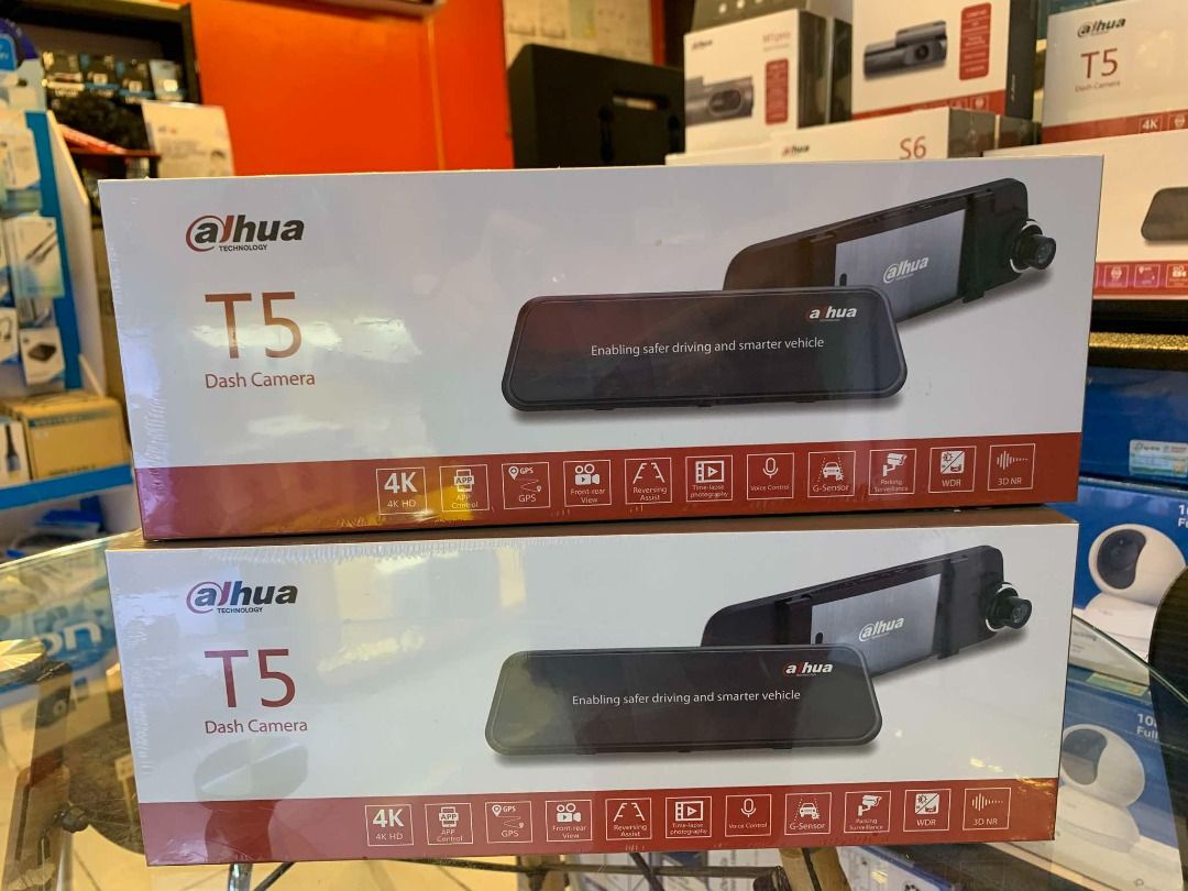 Dahua T5 4K Dual Camera Mirror Screen Dashcam Front 3840p & Rear 1080p ...