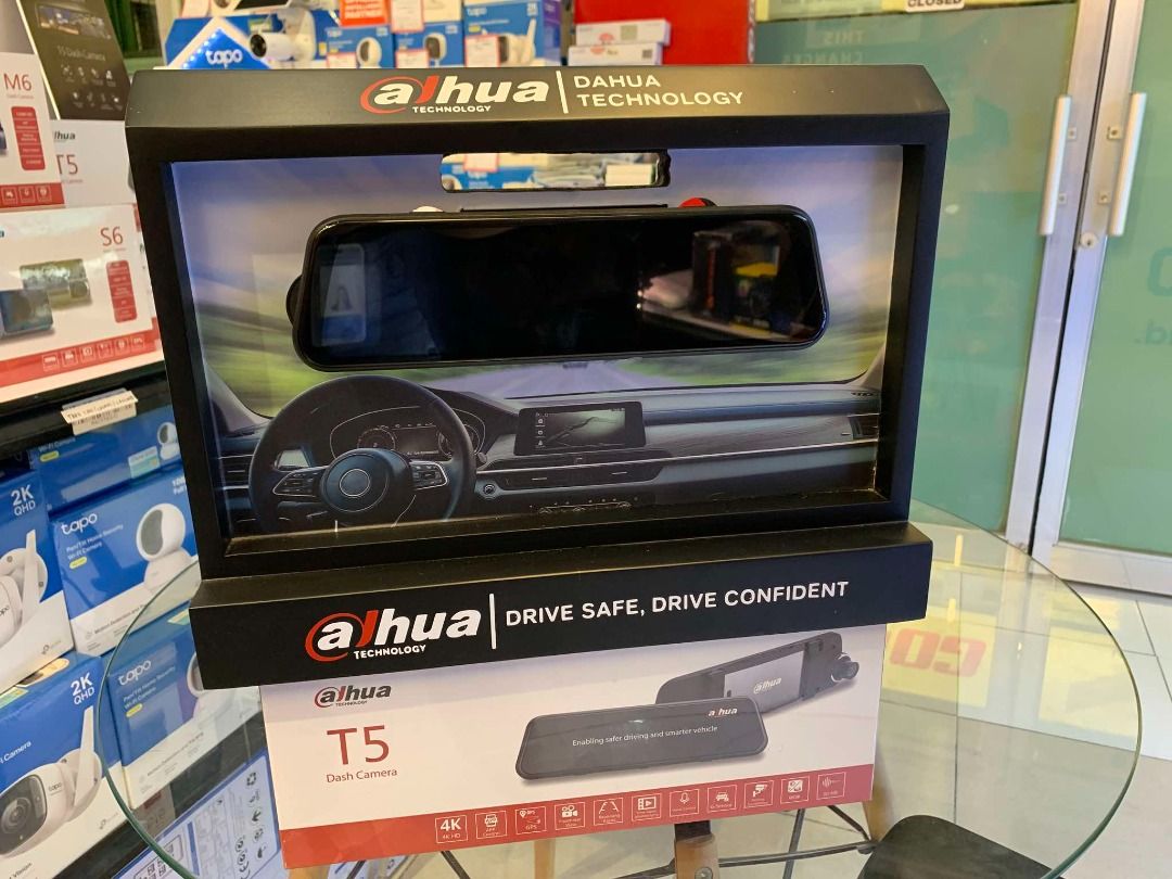 Dahua T5 4K Dual Camera Mirror Screen Dashcam Front 3840p & Rear 1080p ...