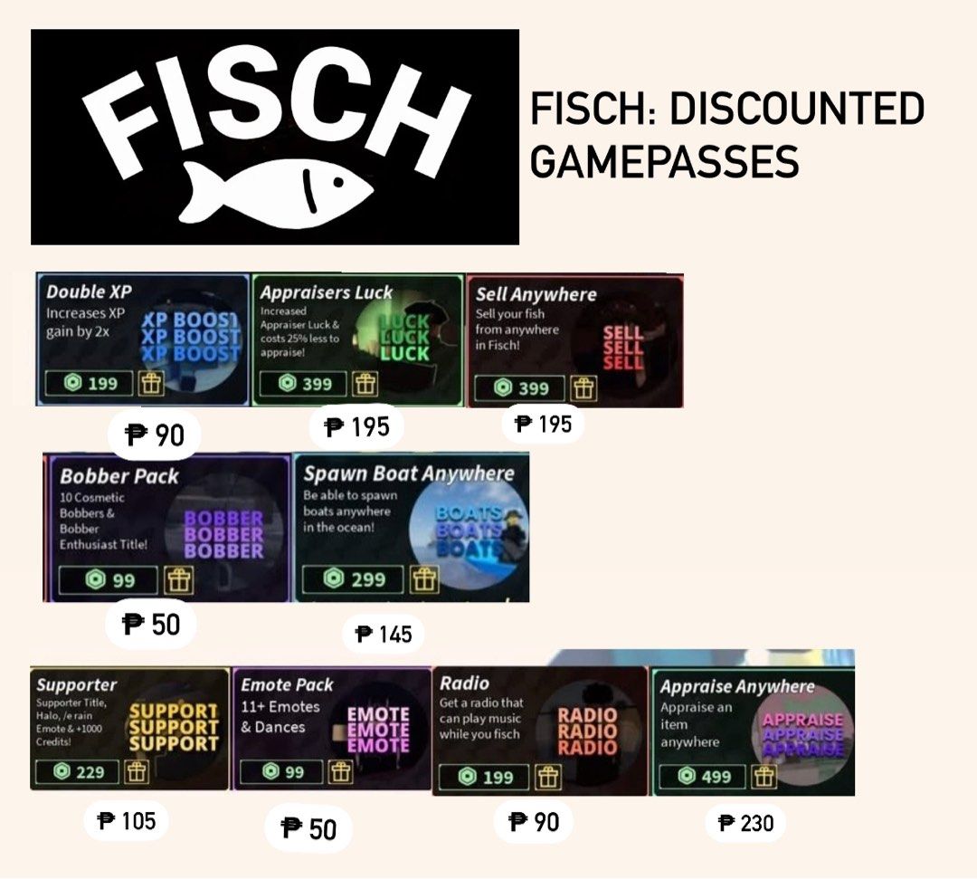 FISCH ROBLOX IN GAME PASSES GAMEPASSES GAMEPASS PASS ROBUX CHEAP ...