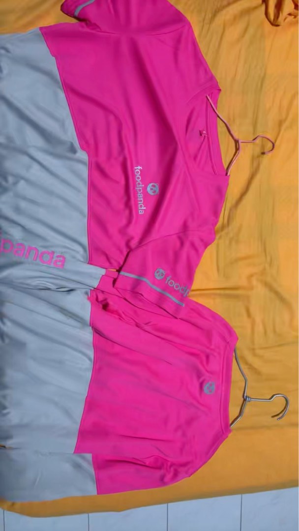 Foodpanda Rider Uniform Set (Pink & Grey), Motorcycles, Motorcycle ...
