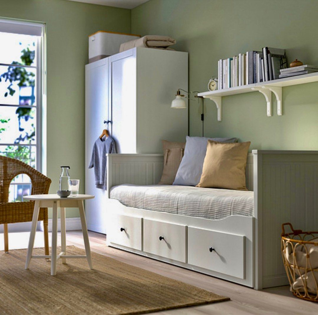 IKEA Hemnes Bay Bed with 3 Drawers & 2 Mattresses Single Double, 傢俬＆家居 ...