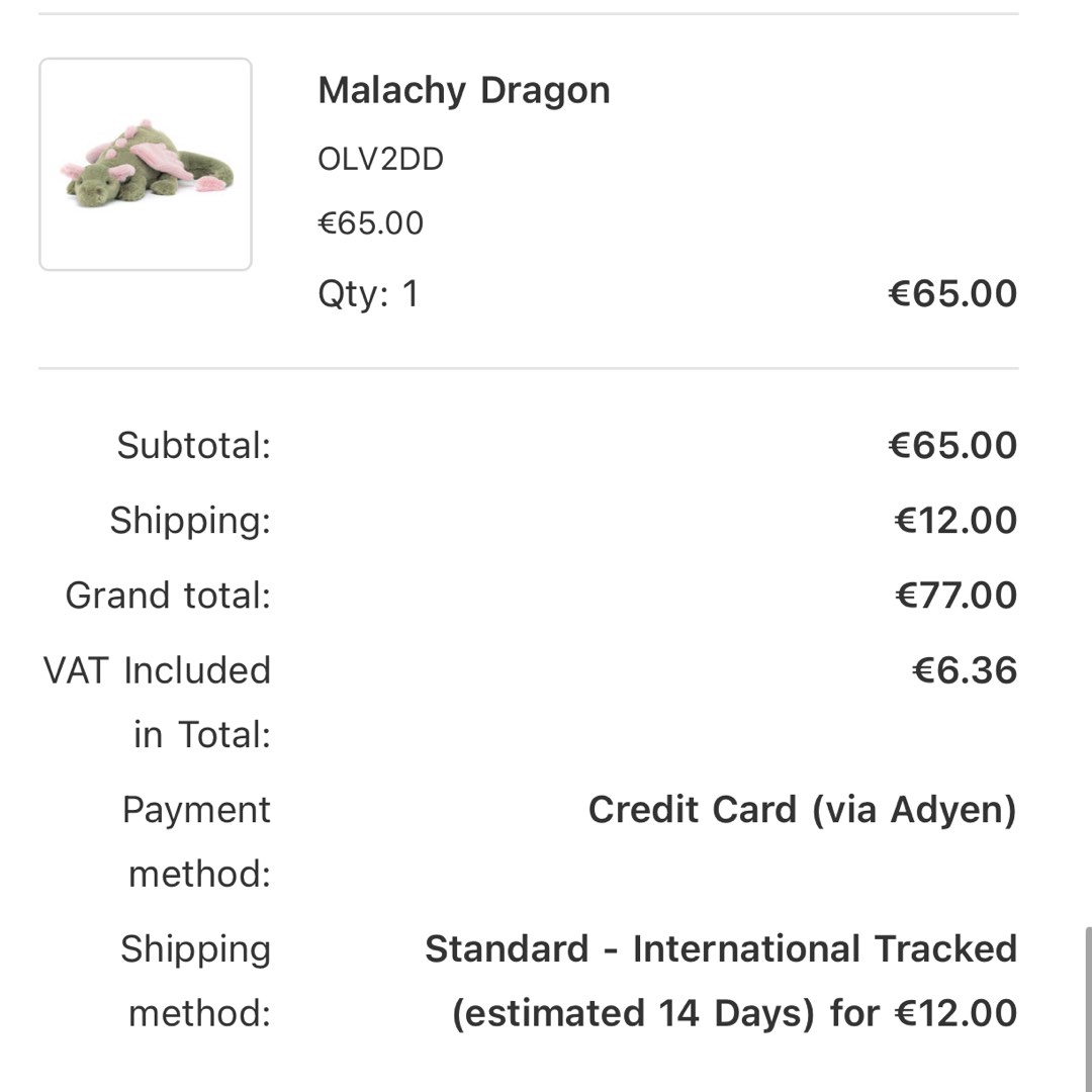 Jellycat Malachy dragon, Hobbies & Toys, Toys & Games on Carousell