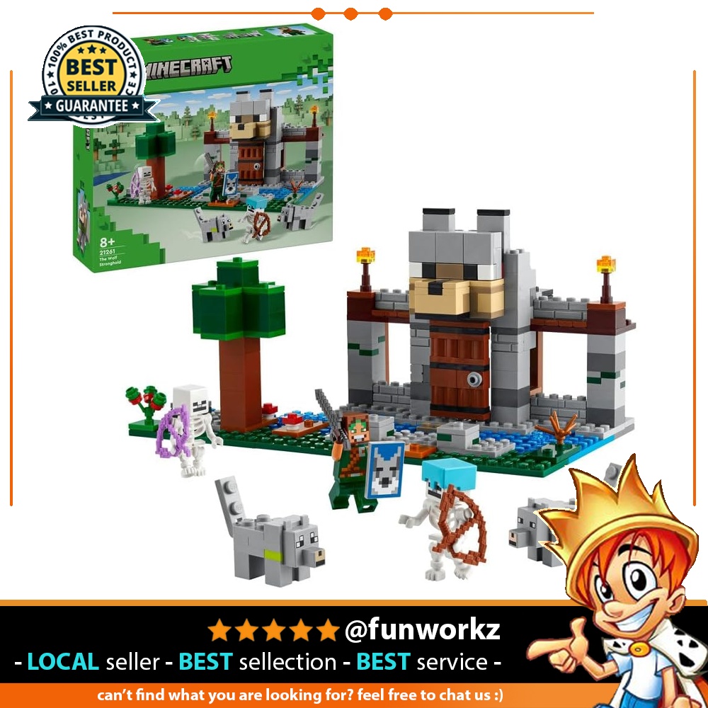 LEGO Minecraft The Wolf Stronghold Fortress Playset Gift, Skeleton ...