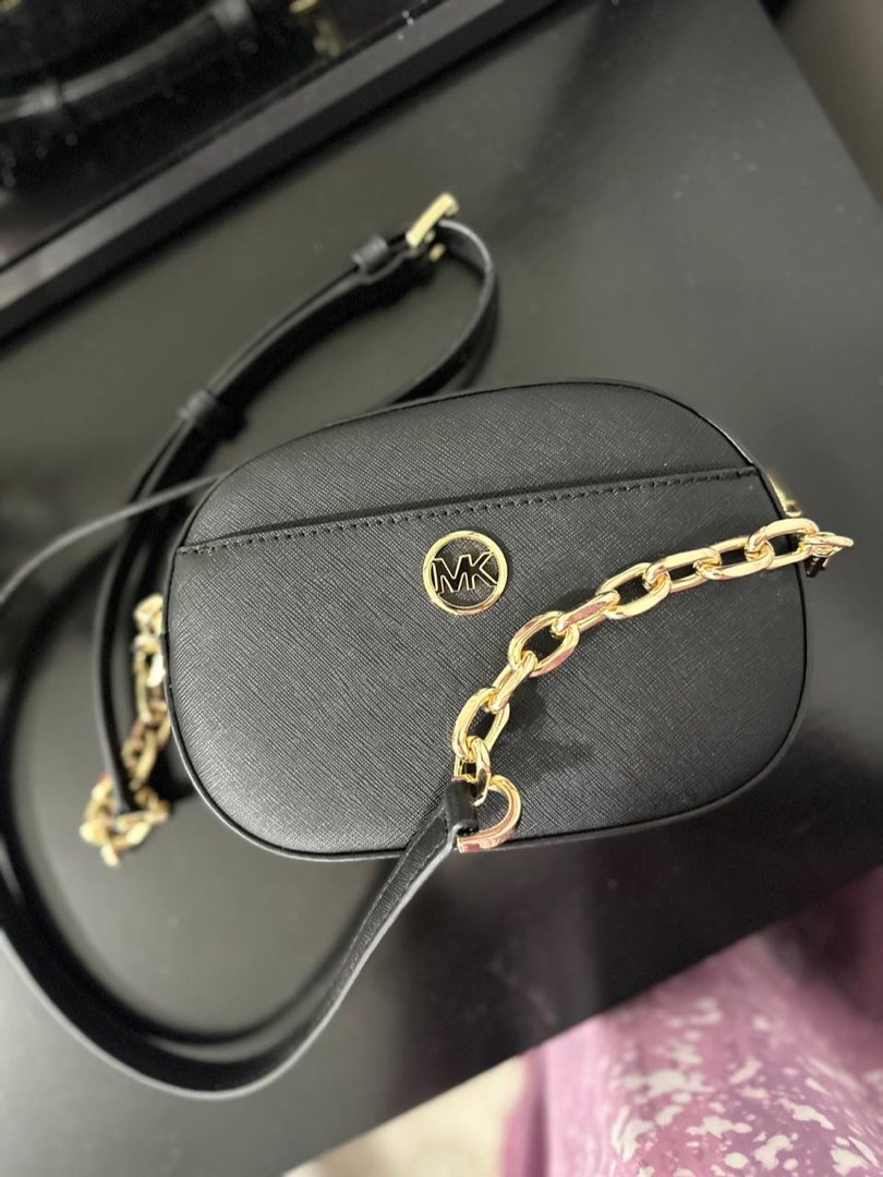 Michael Kors Jet Set Glam Small Front Pocket Oval Crossbody in Black ...