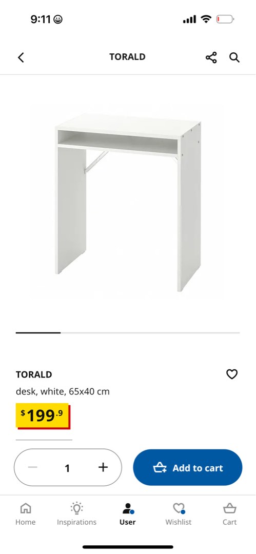 New IKEA TORALD white desk 全新白色桌枱 65x40cm, 傢俬＆家居, 傢俬, 桌子 - Carousell