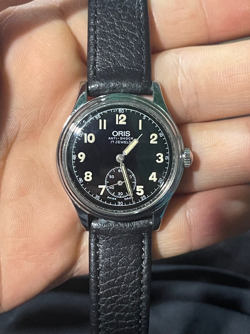 Oris 細三針上鏈軍錶 7312A, 名牌, 手錶 - Carousell