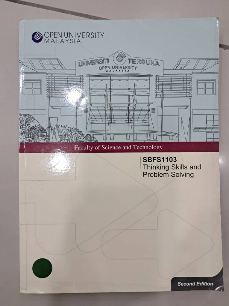 OUM TEXTBOOK - SBFS1103 THINKING SKILLS AND PROBLEM SOLVING, Hobbies ...