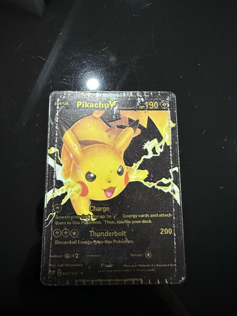 Pokemon Pikachu V 190 Hp Black Foil Card, Hobbies & Toys, Toys & Games ...