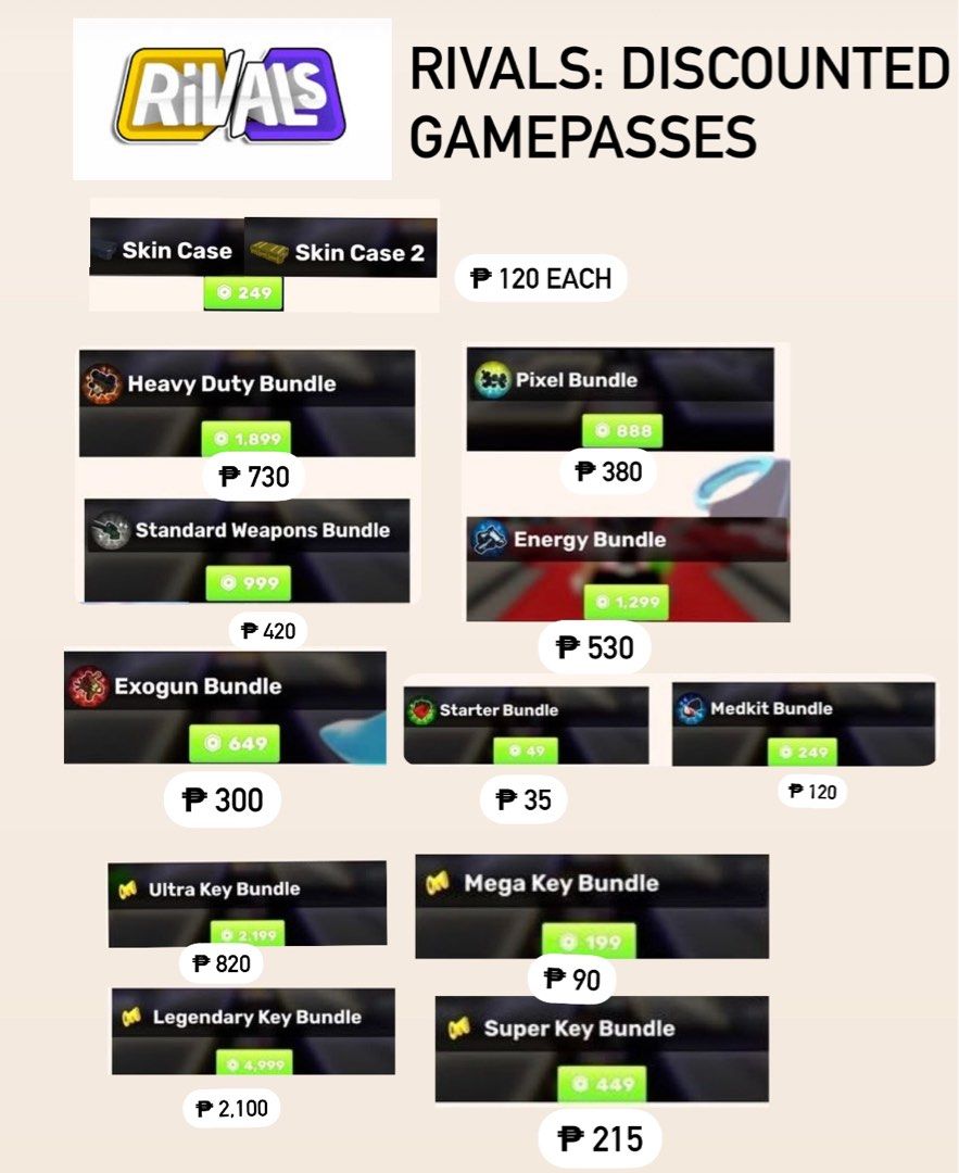 RIVALS ROBLOX DISCOUNTED GAMEPASSES GAMEPASS PASSES PASS GAME ROBUX CHEAP AFFORDABLE SKIN CASE 1 ...