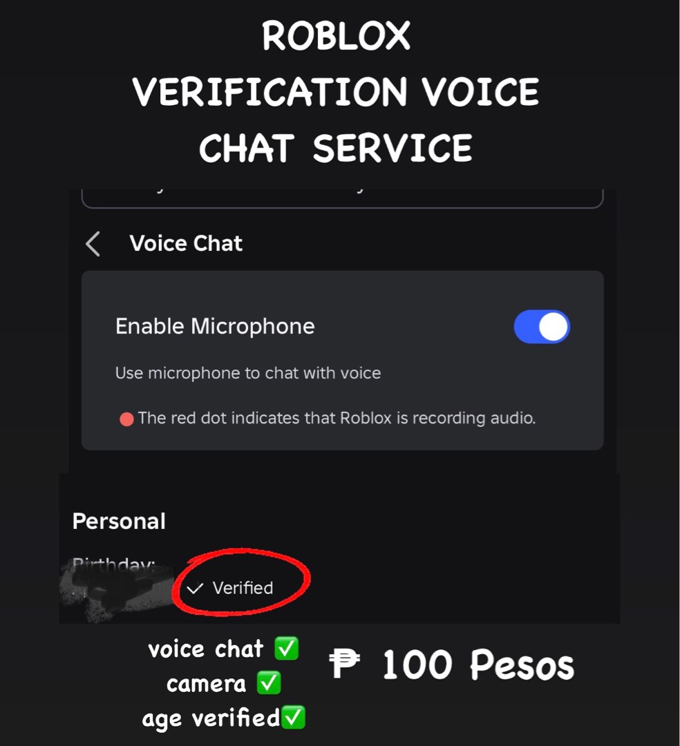 ROBLOX VERIFYING VOICE CHAT 13+ VERIFIED AGE VC SERVICE PHILIPPINES ...