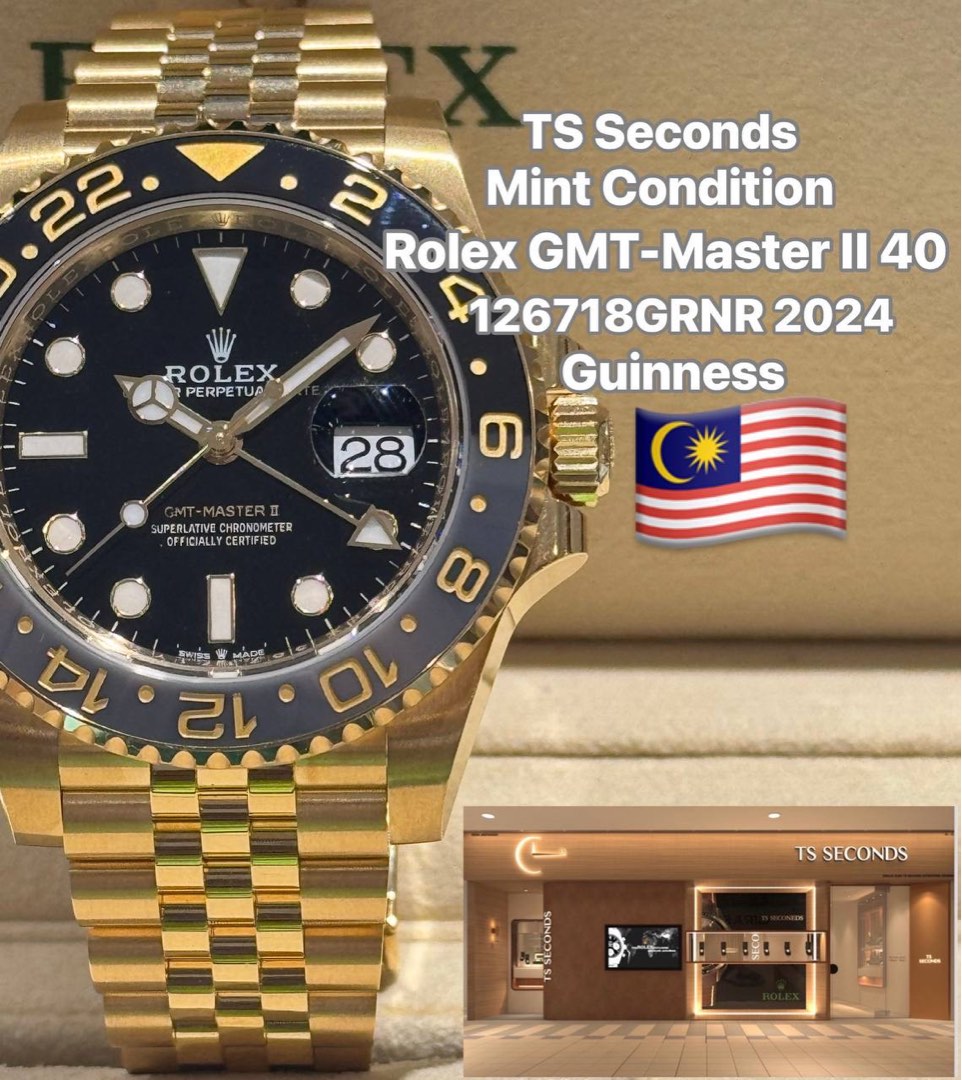 Rolex 126718GRNR GMT-Master II 40mm Full Gold Guinness, Luxury, Watches ...