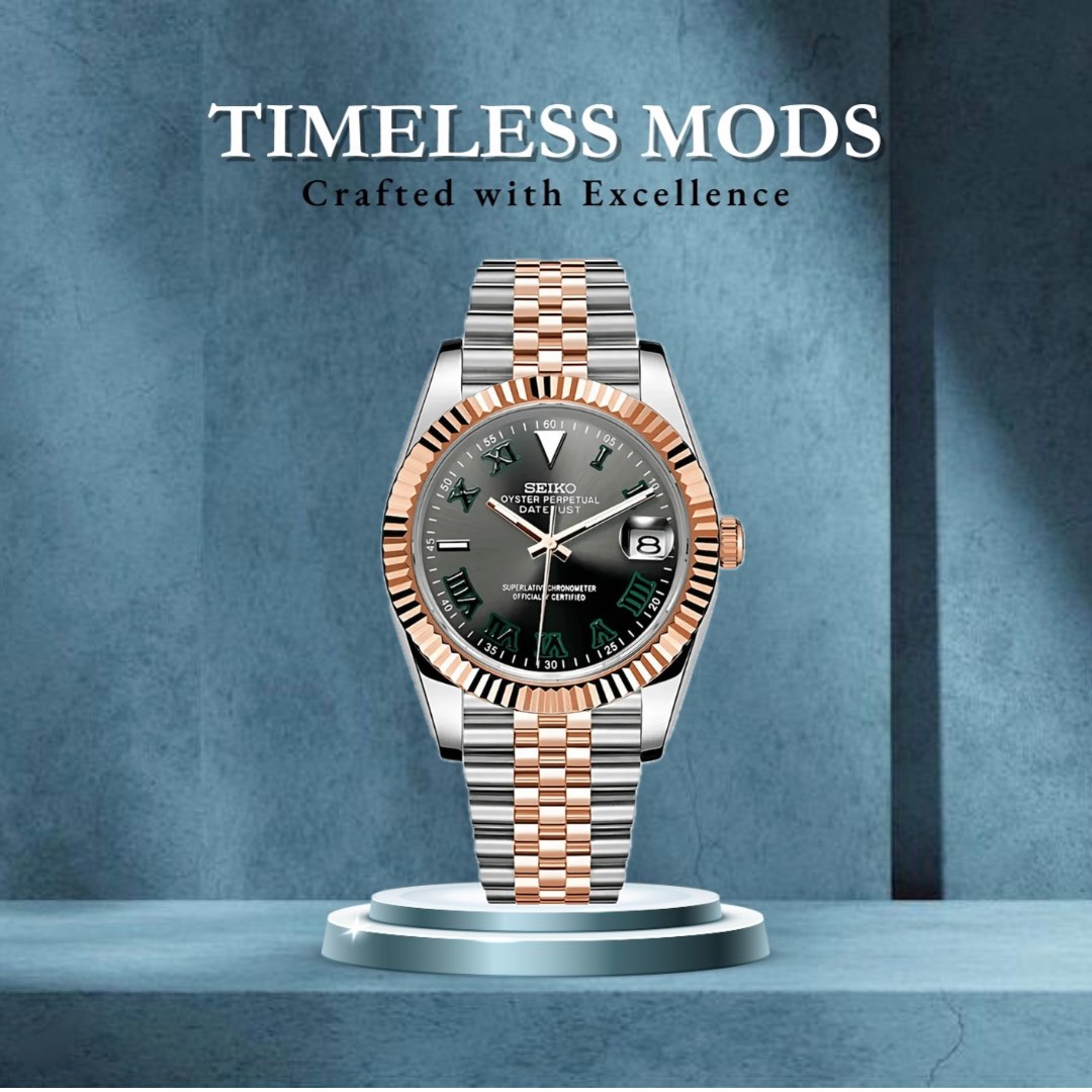 SEIKO MOD DATEJUST WIMBLEDON TWO-TONE, Men's Fashion, Watches ...