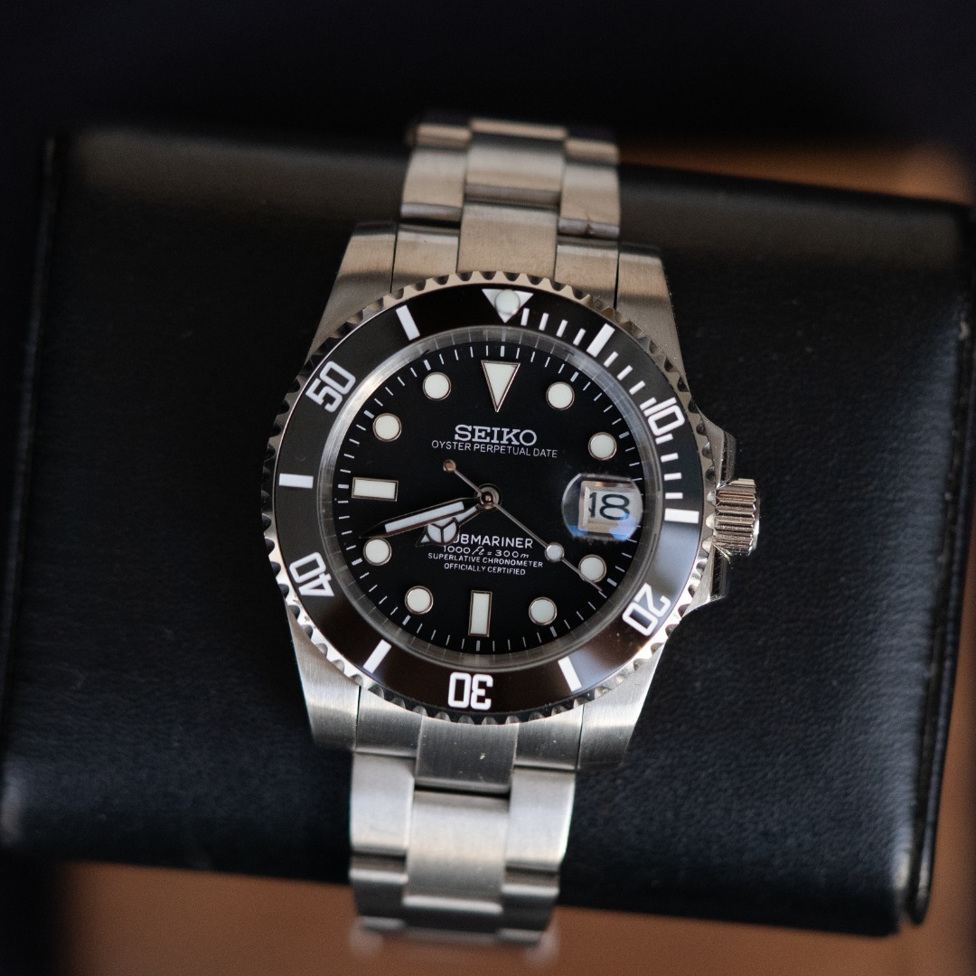[MOD] SEIKO WATCH MOD Black Submariner MOD (40mm), Men's Fashion ...
